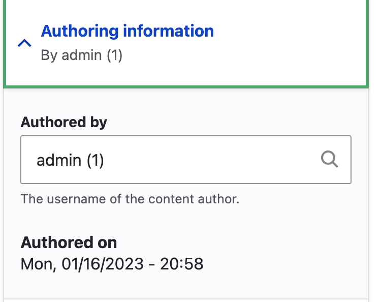 "created" field label missing [#3336127] | Drupal.org